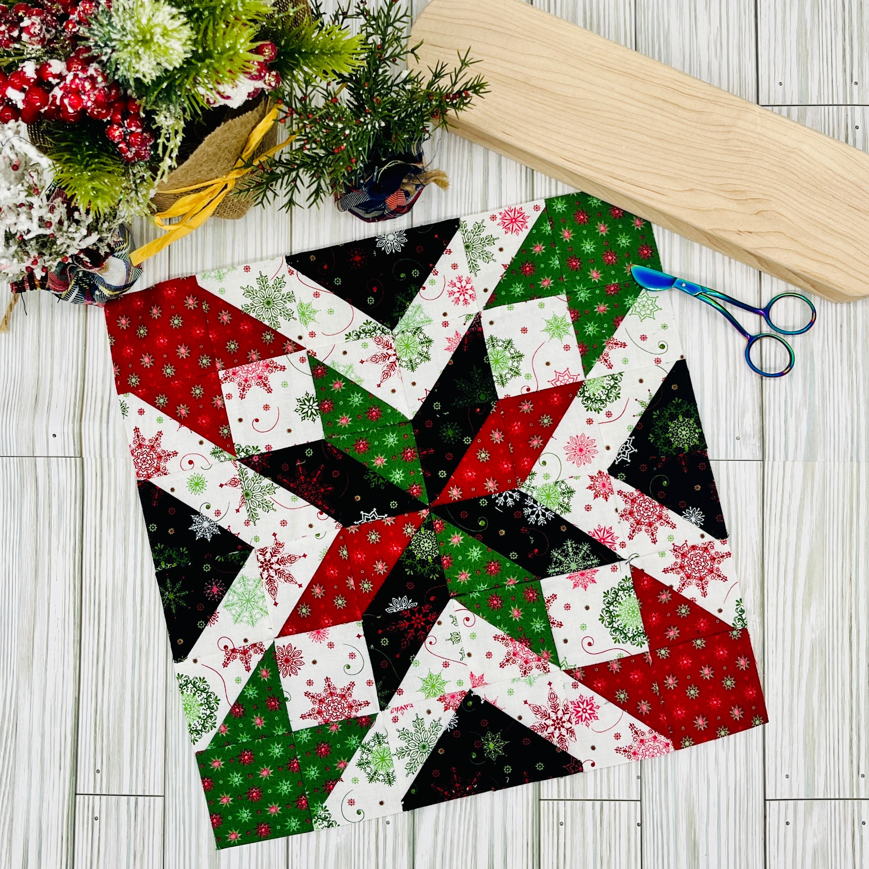 Shining Star Quilt Block Pattern | HST Quilt (PDF Download) | Holiday ...
