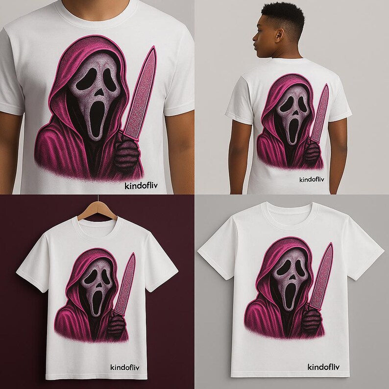 Neon Glitter Ghostface Mask PNG: Halloween Shirt Design (digital ...