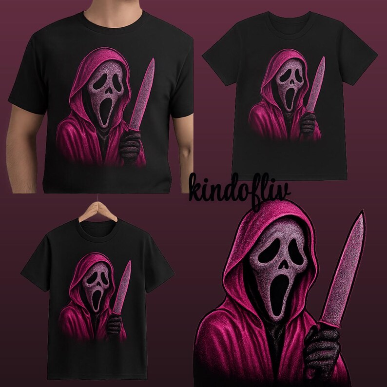 Neon Glitter Ghostface Mask PNG: Halloween Shirt Design (digital ...