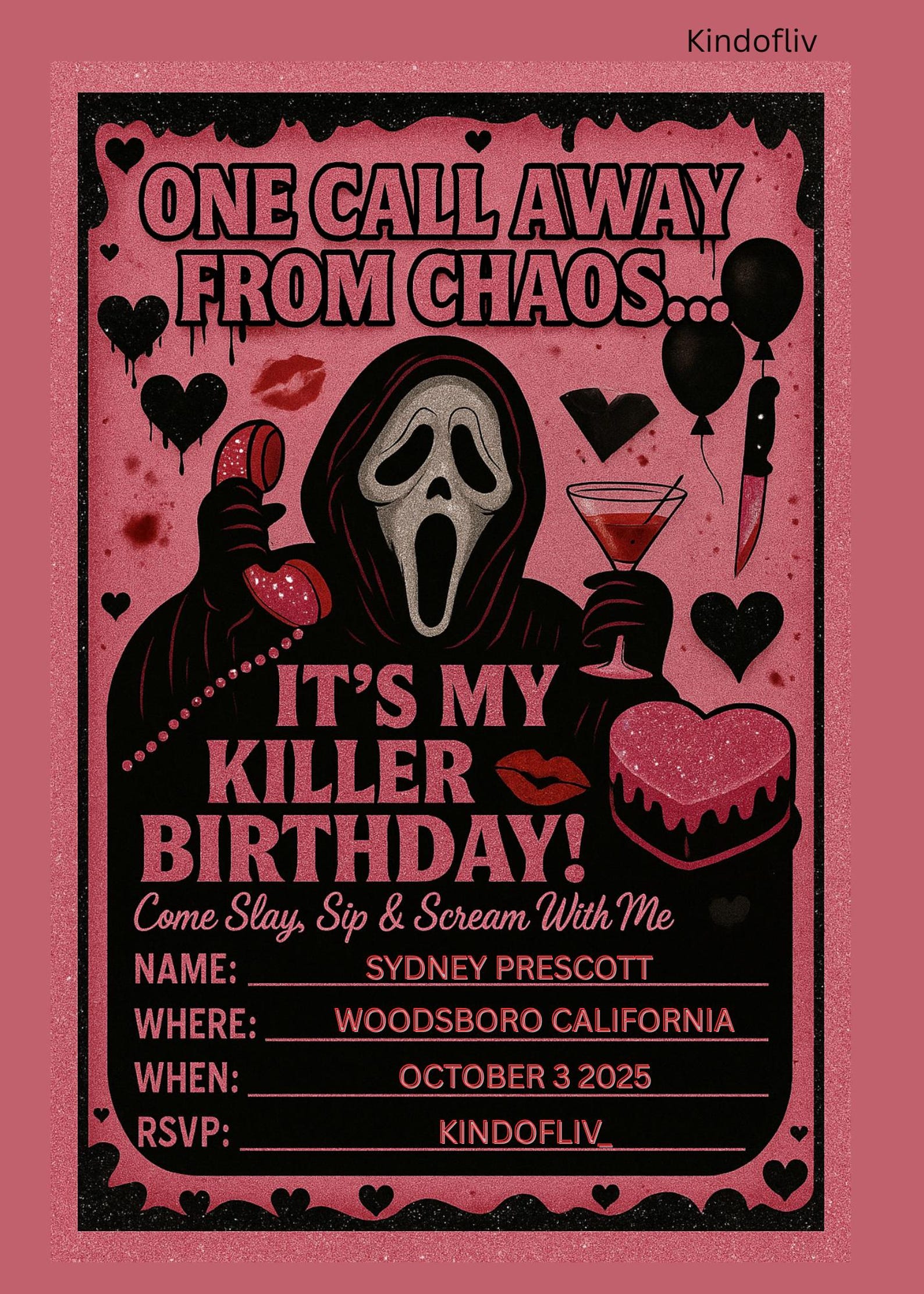 Do You Like Scary Parties? – Pink Ghostface Birthday Invite - Etsy