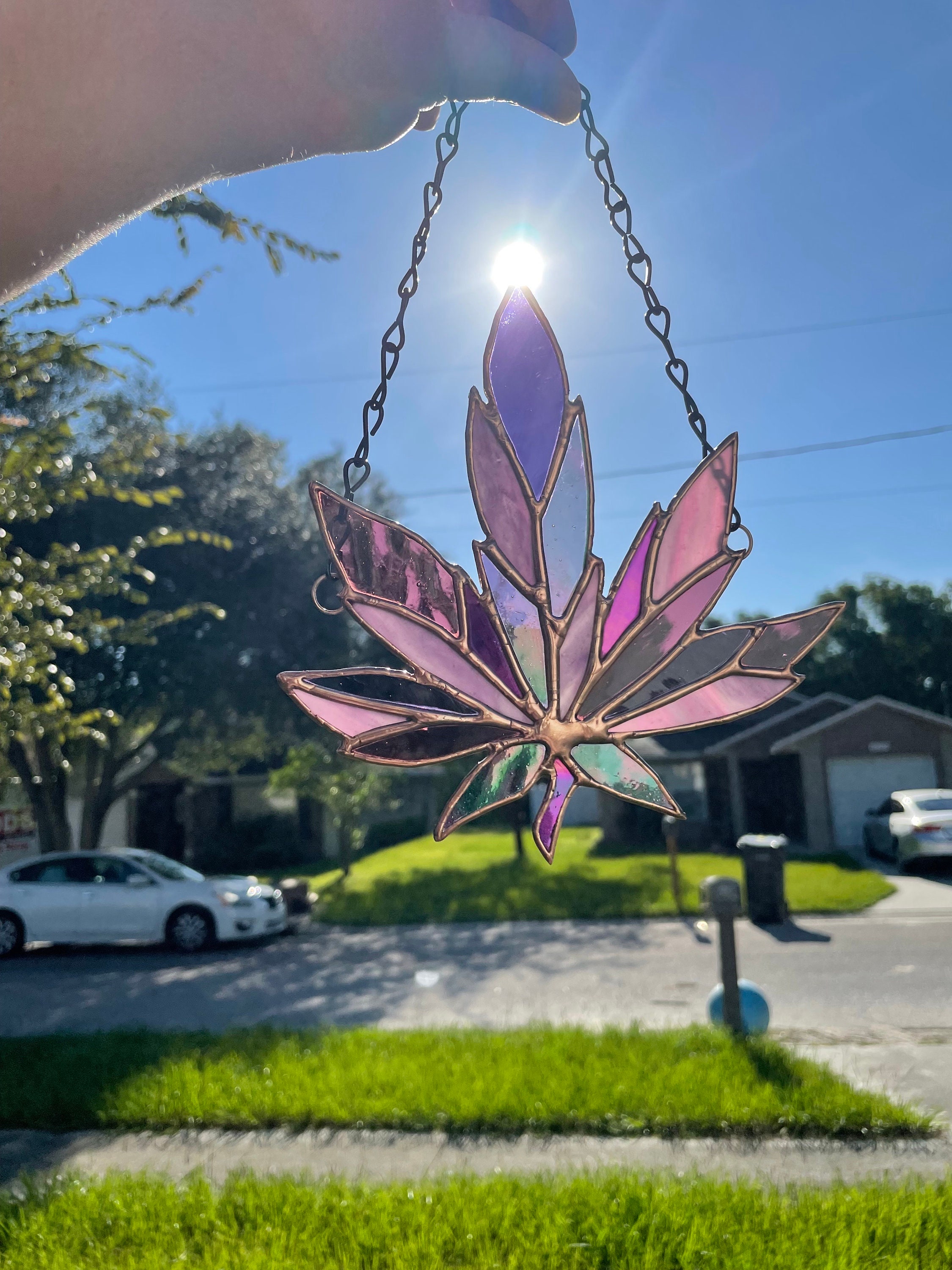 Purple Marijuana Weed Pot Leaf Stained Glass Suncatcher - Etsy