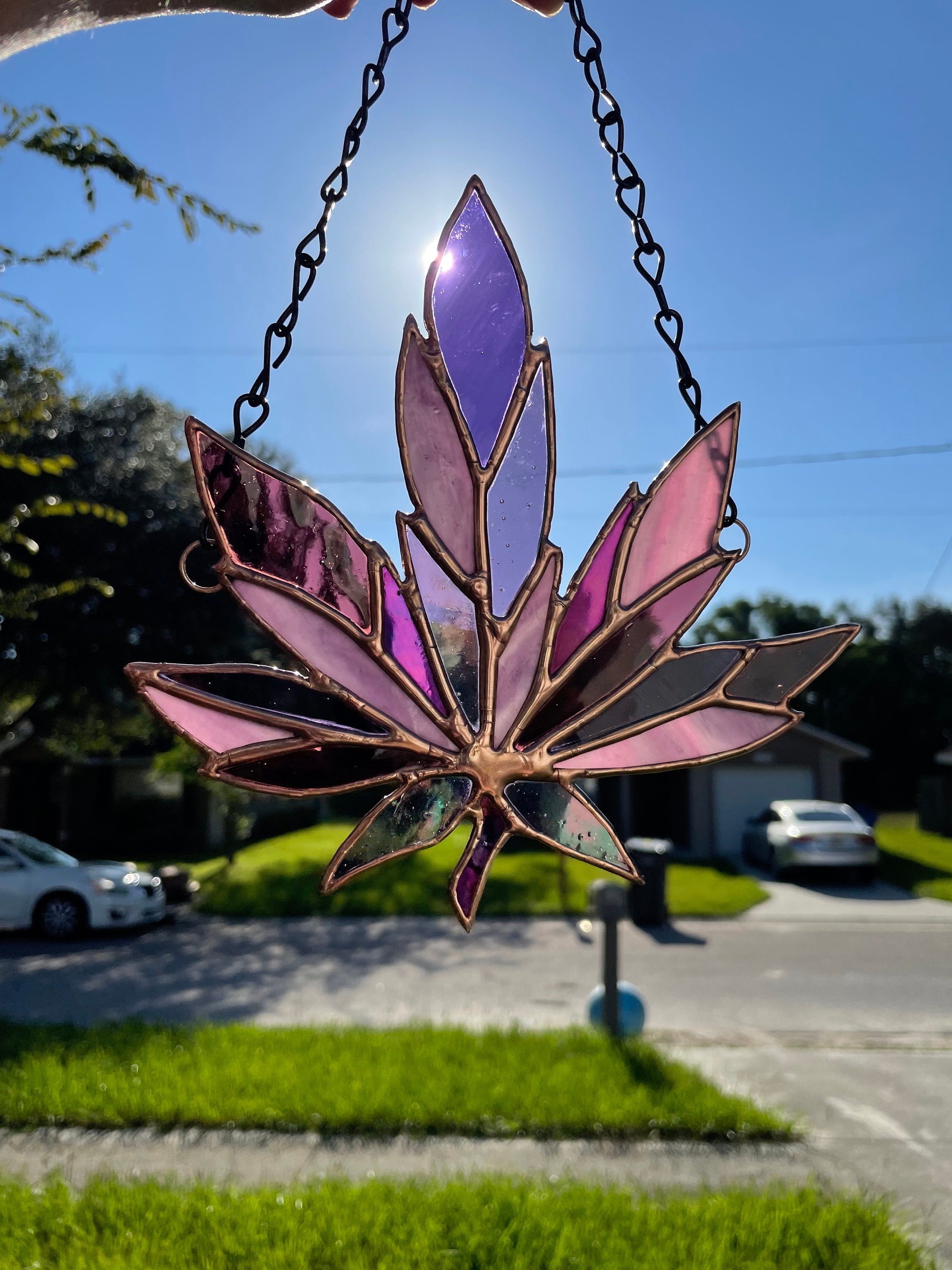 Purple Marijuana Weed Pot Leaf Stained Glass Suncatcher - Etsy