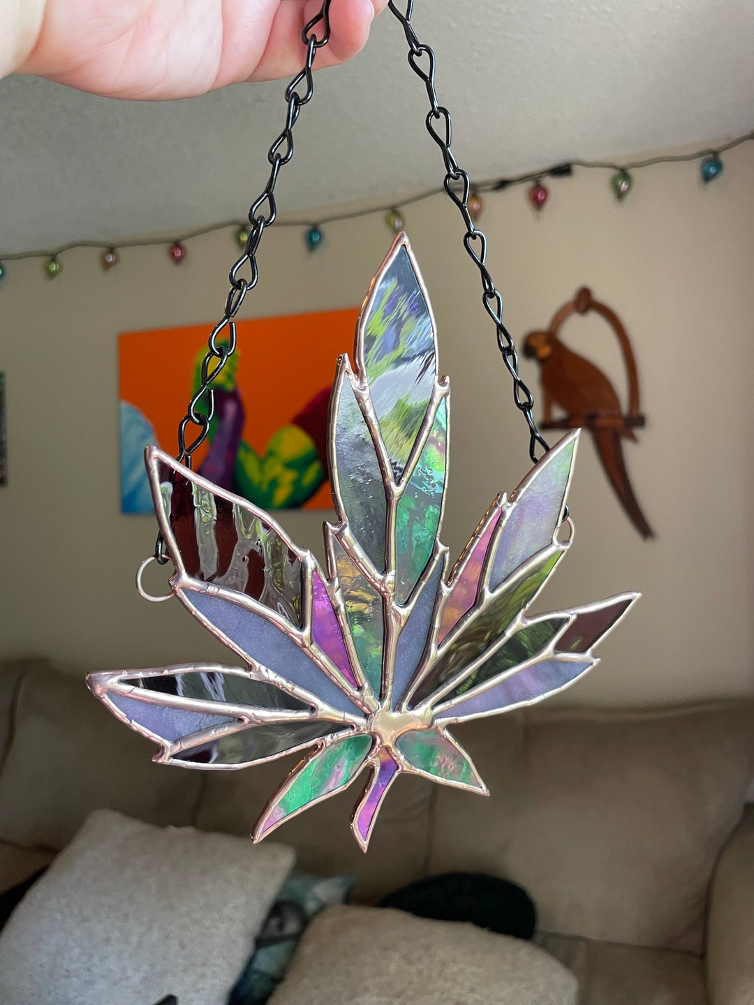 Purple Marijuana Weed Pot Leaf Stained Glass Suncatcher - Etsy
