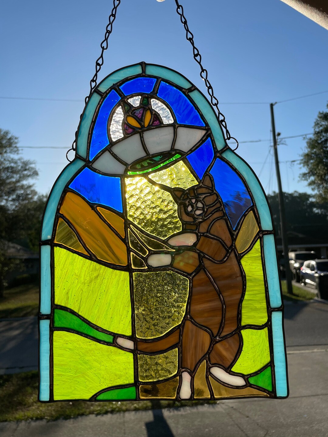 Cat UFO Alien Abduction Stained Glass Panel Window - Etsy