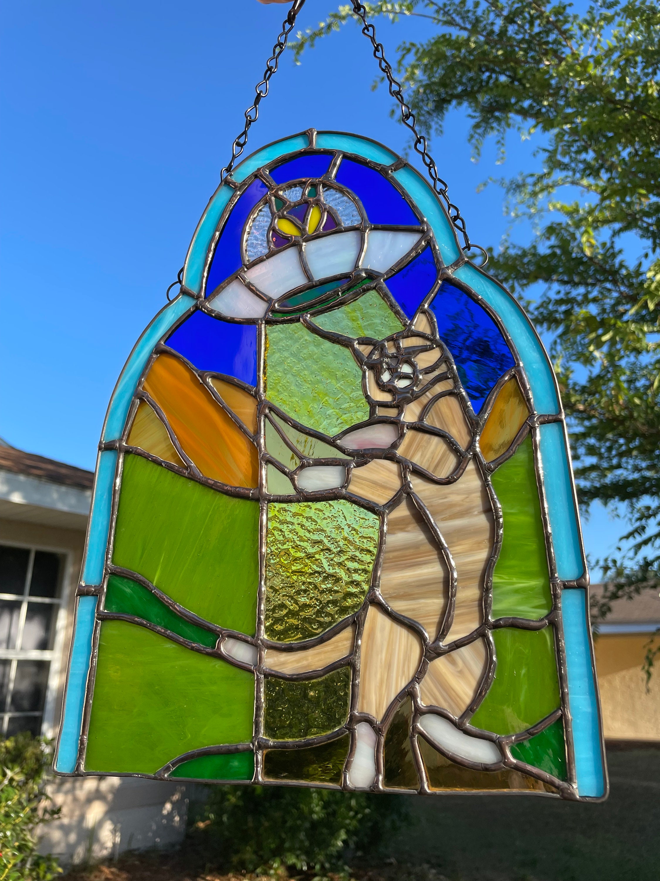 Cat UFO Alien Abduction Stained Glass Panel Window - Etsy
