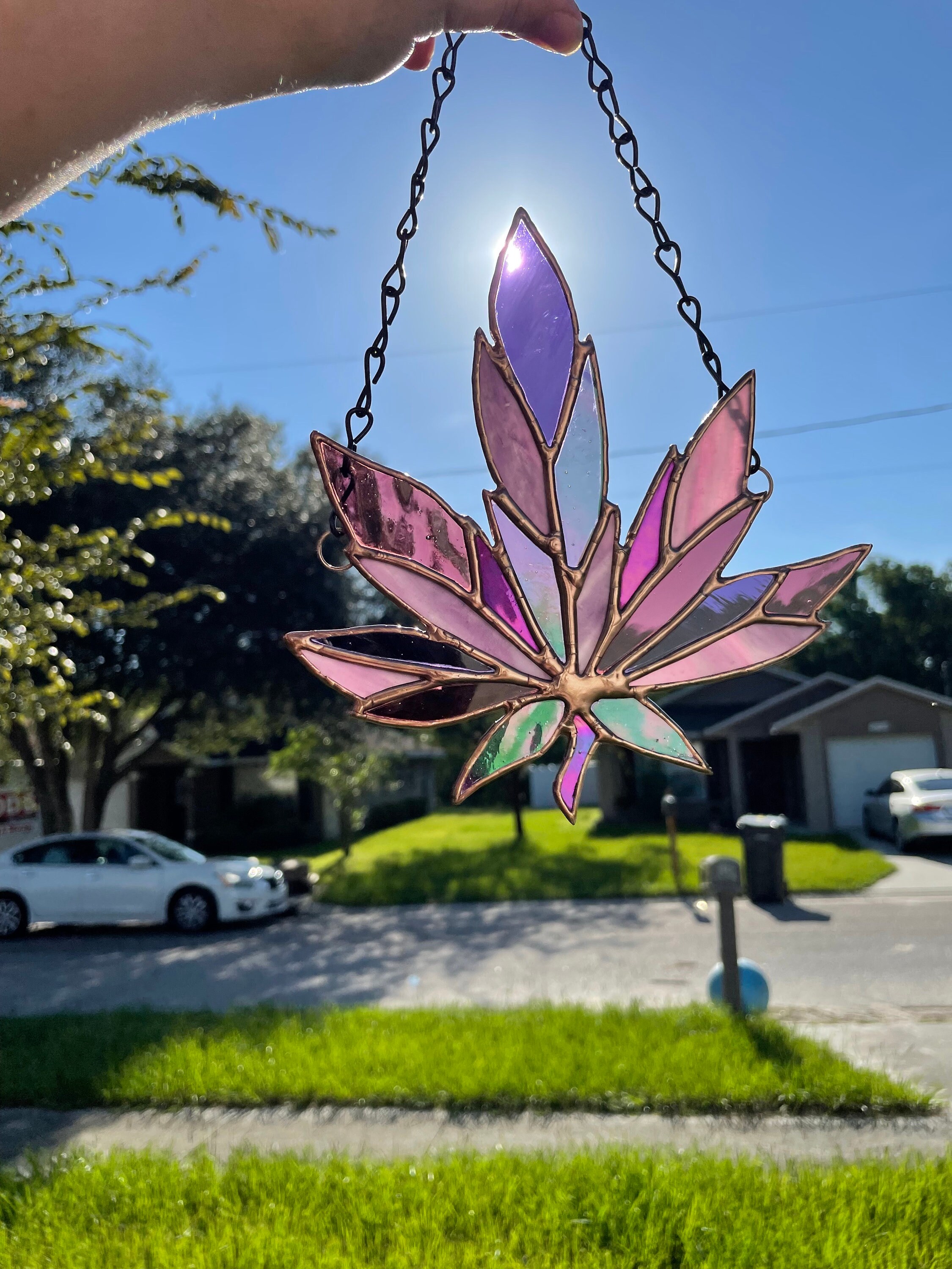 Purple Marijuana Weed Pot Leaf Stained Glass Suncatcher - Etsy