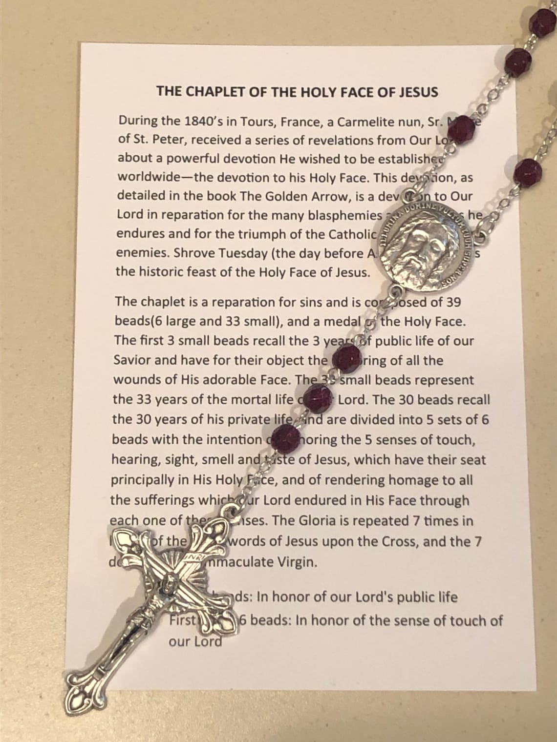 Chaplet of the Holy Face of Jesus Handmade 6mm Red Czech | Etsy