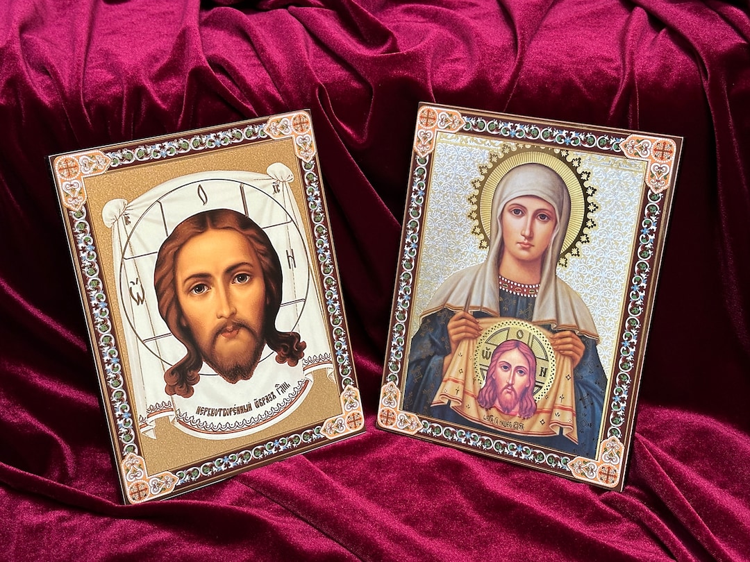Holy Face of Jesus and St Veronica Icon Set - Etsy