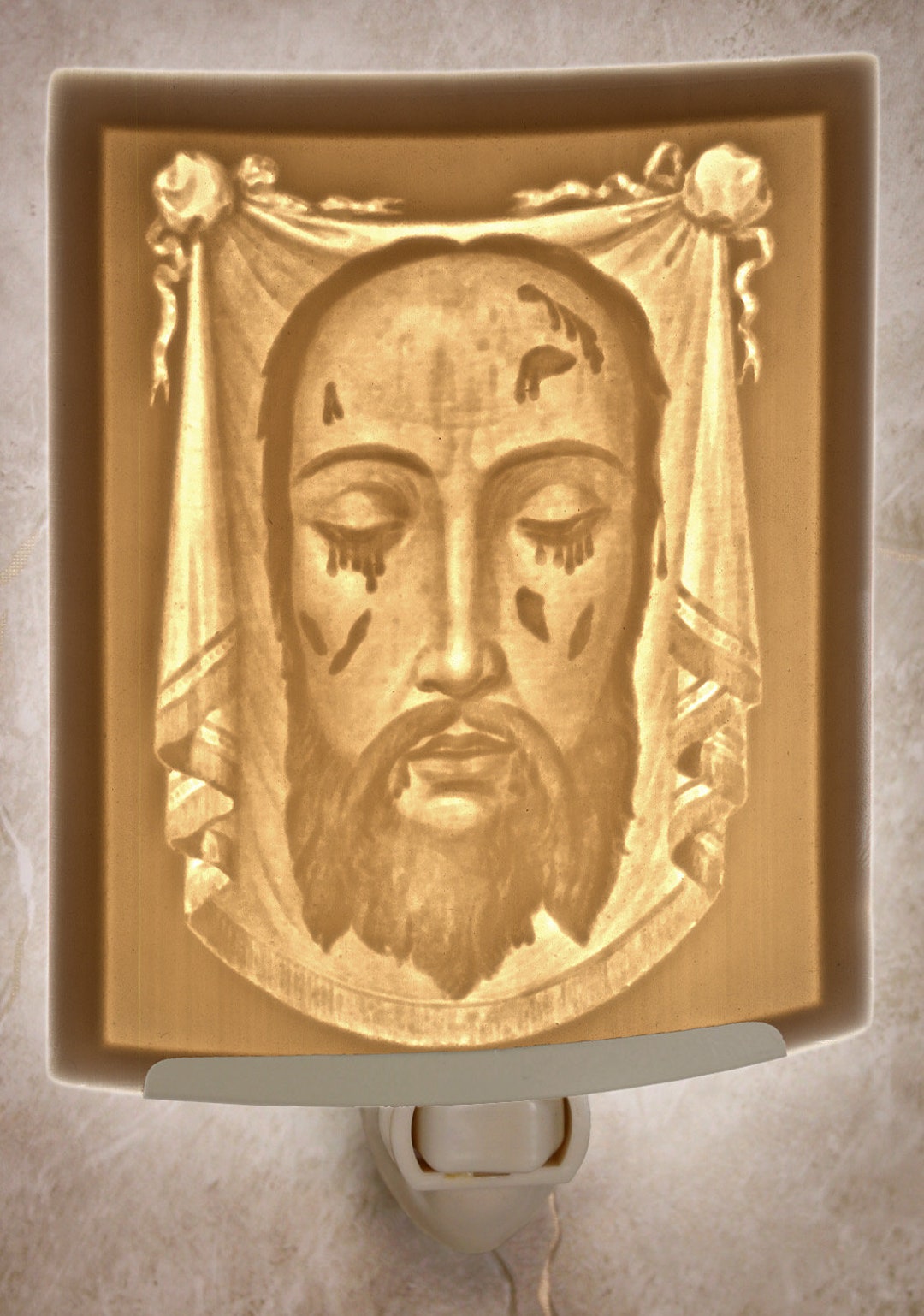 Holy Face of Jesus Porcelain Lithophane Night Light - Veronica's Veil ...