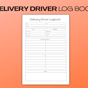 Delivery Driver Log Book | Printable Log to Track Deliveries Accurately ...
