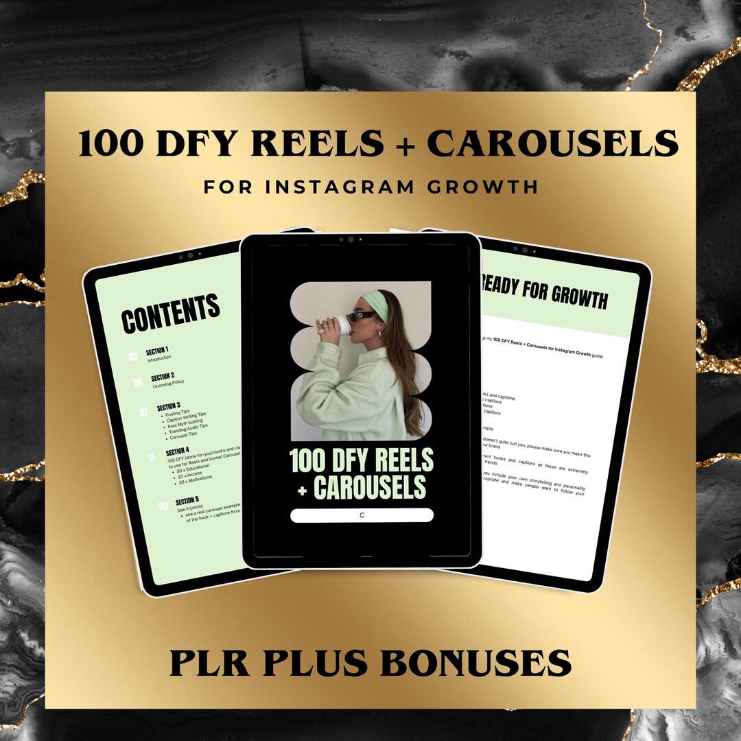 100 DFY Reels + Carousels for Instagram Growth, Ready-to-use Hooks, Captions & Pro Tips for ...