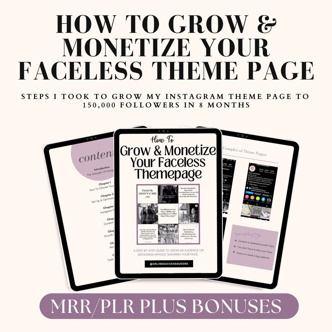 How to Grow & Monetize Your Faceless Instagram Theme Page Ebook Step by ...