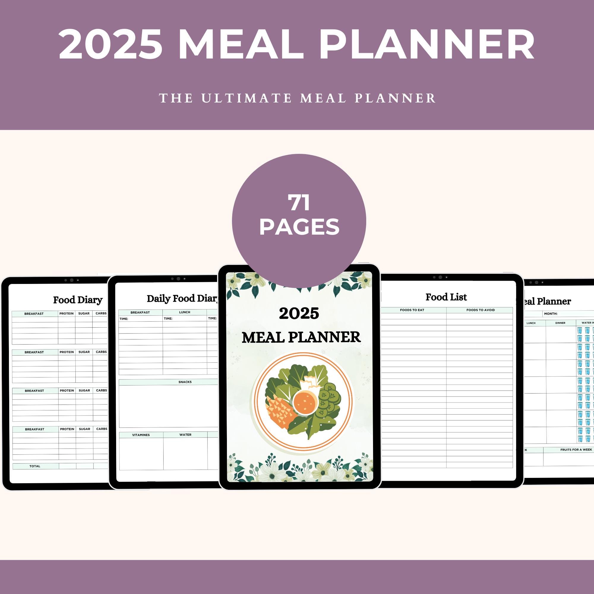 2025 Meal Planner Meal Plan, Food Diary, Daily Menu, Grocery List ...