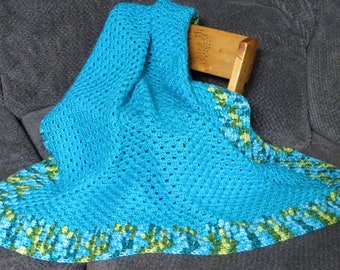 Crocheted Turquoise Baby Blanket, Crochetsforsweetpea - Etsy