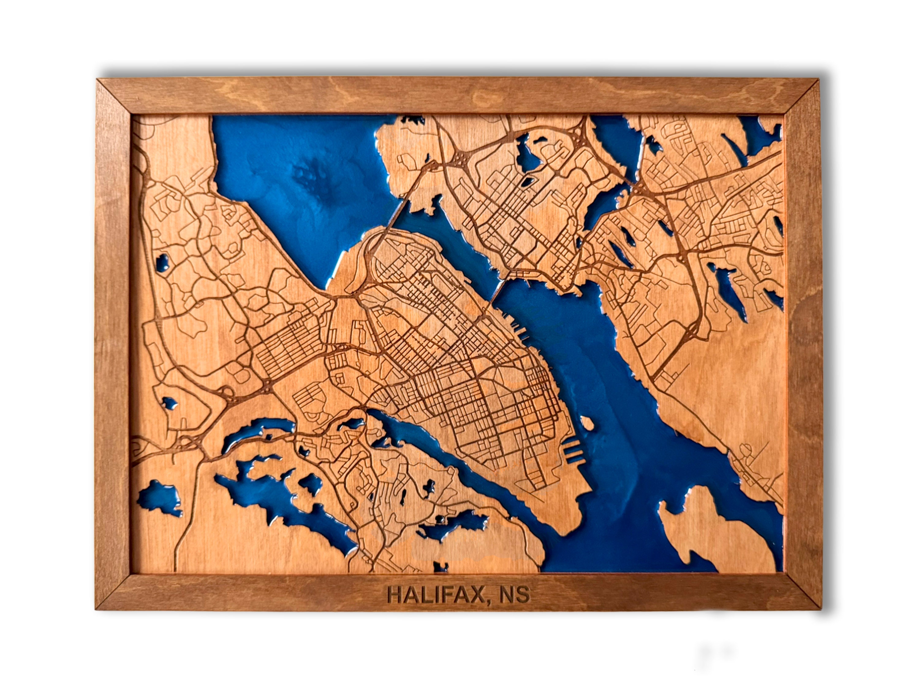 Halifax Wooden Map / Canada Engraved Map With Epoxy Resin / Handmade ...