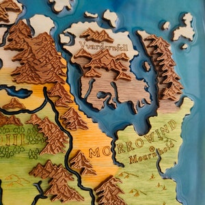 Skyrim Wood Map | Tamriel Engraved Epoxy Map | the Elder Scrolls TES ...