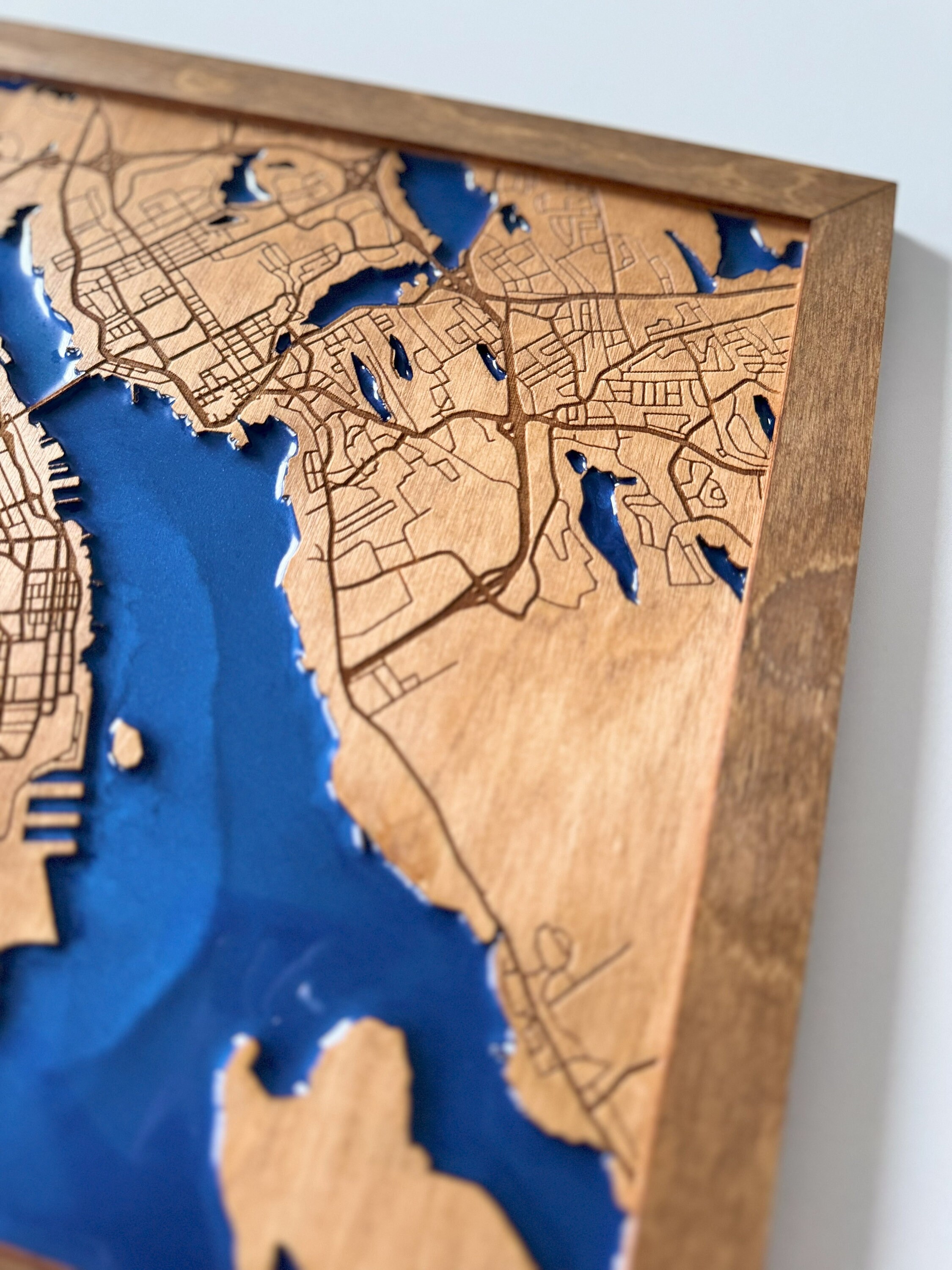 Halifax Wooden Map / Canada Engraved Map With Epoxy Resin / Handmade ...