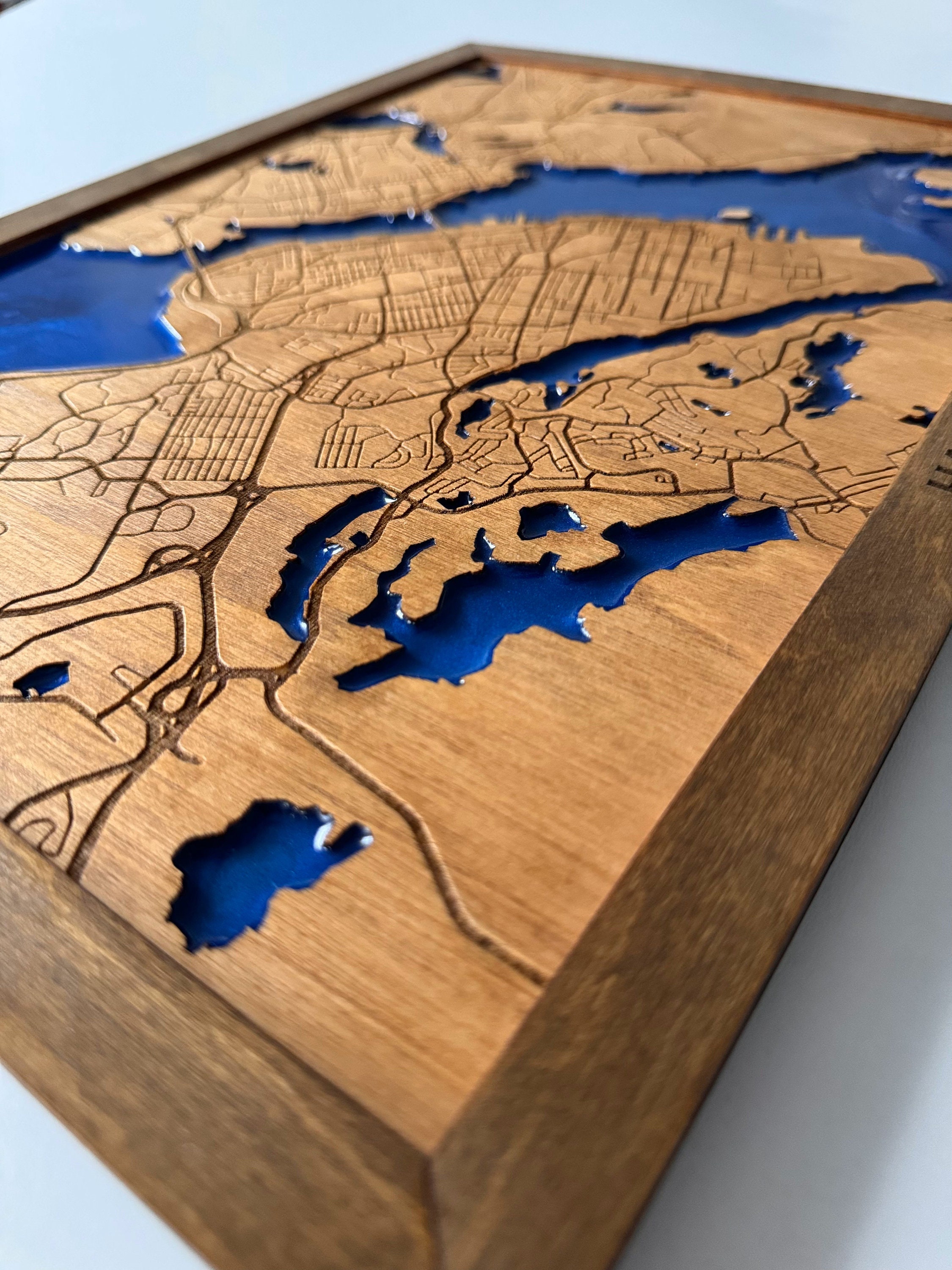 Halifax Wooden Map / Canada Engraved Map With Epoxy Resin / Handmade ...