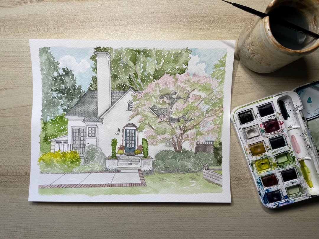 Hand-painted House Portrait: Custom Watercolor Home Illustration - Etsy