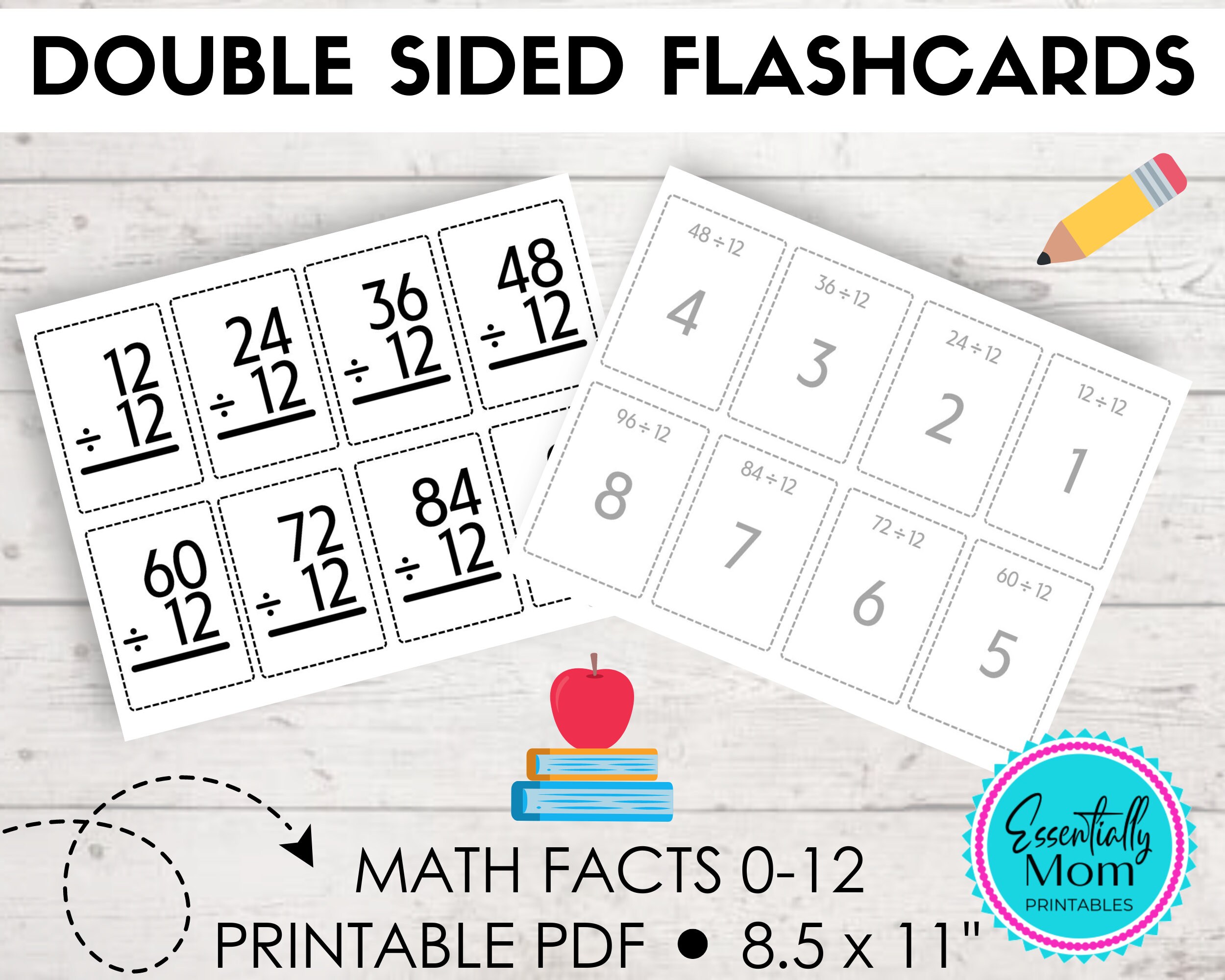Printable Division Flashcards 0-12 {with Answers on Back}, Math ...