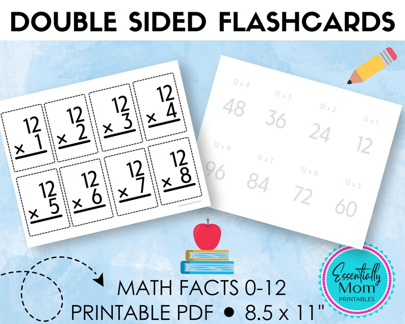 Printable Multiplication Flash Cards 0-12 (PDF Download) - Etsy