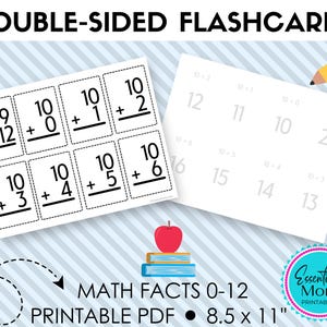 Printable Addition Flashcards 0-12: Math Facts (PDF Download) - Etsy