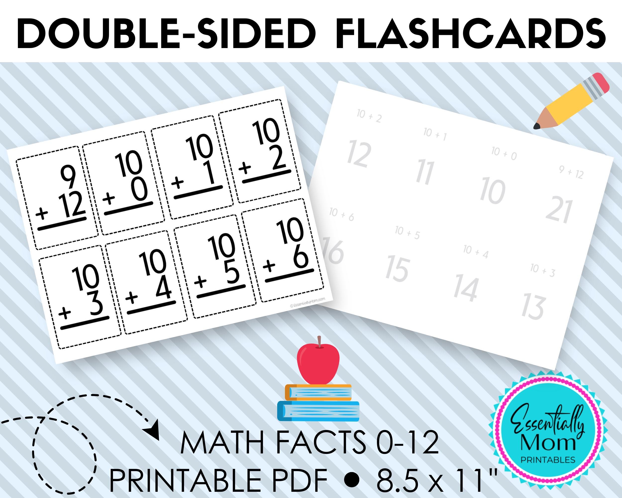 Printable Addition Flashcards 0-12: Math Facts (PDF Download) - Etsy