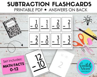 Printable Addition Flashcards 0-12: Math Facts (PDF Download) - Etsy