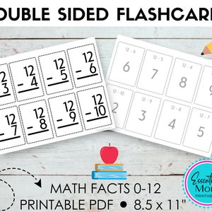 Printable Subtraction Flashcards 0-12 {with Answers on Back ...