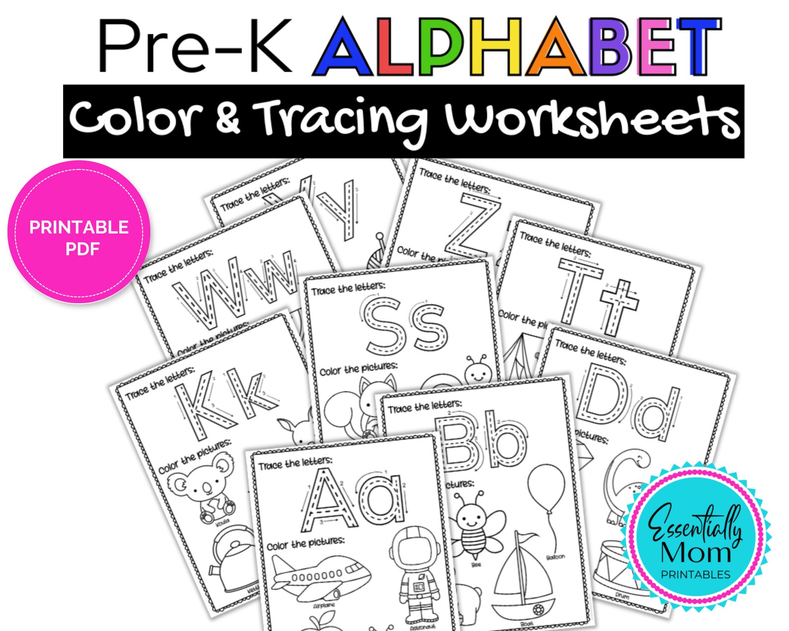 Pre-k ABC Color and Trace Worksheets (digital Download) - Etsy
