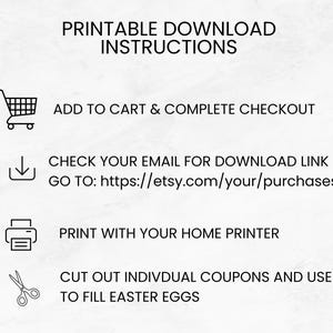Easter Egg Coupons Printable | Easter Egg Tokens | Easter Egg Stuffers | Easter Egg Fillers ...