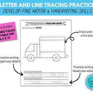 Transportation Trace and Color Worksheets - Etsy