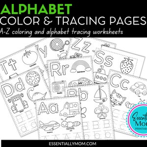 Alphabet Tracing & Coloring Pages: Preschool ABC Worksheets (printable ...