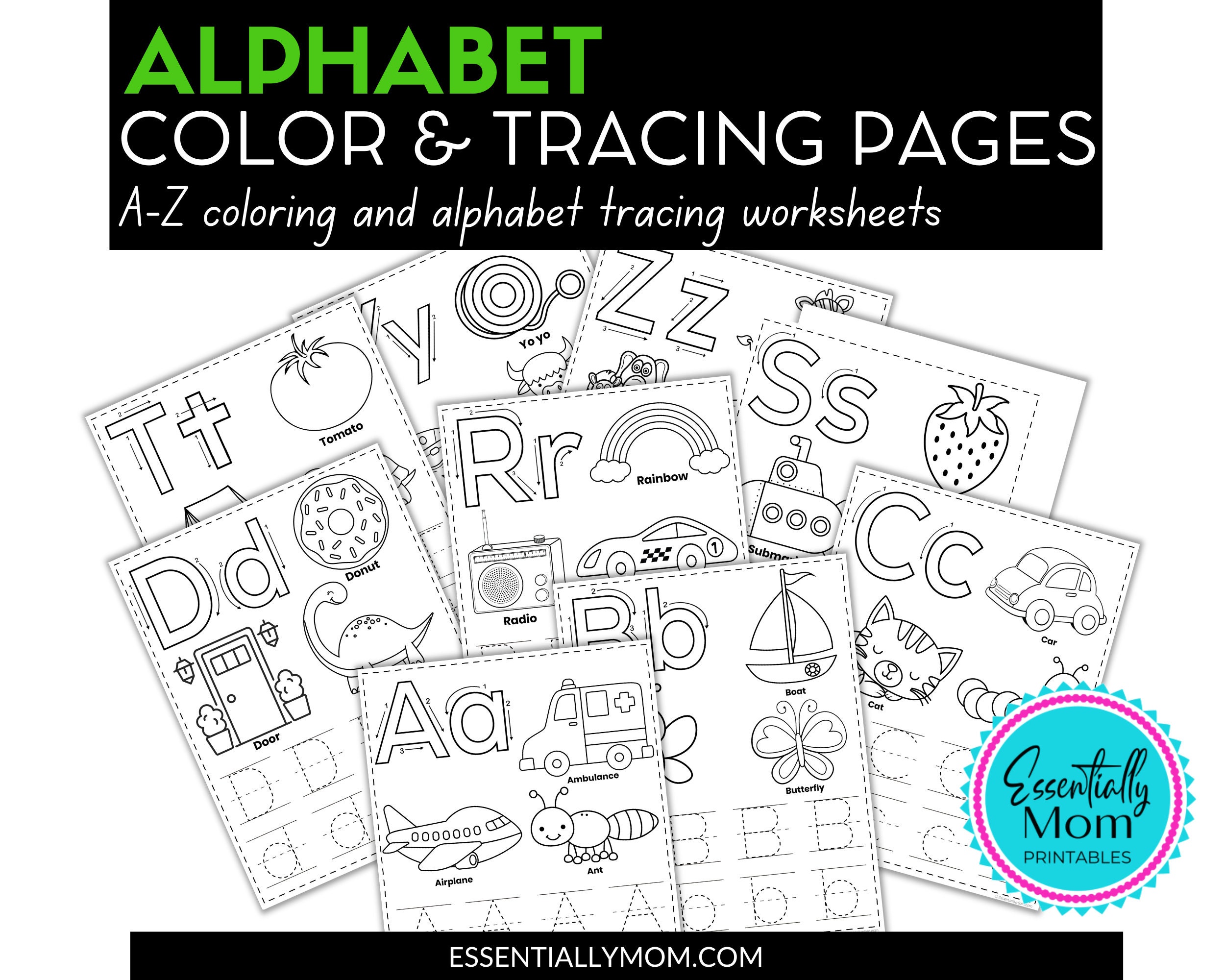 Alphabet Color and Tracing Pages, Alphabet Tracing and Coloring Pages ...