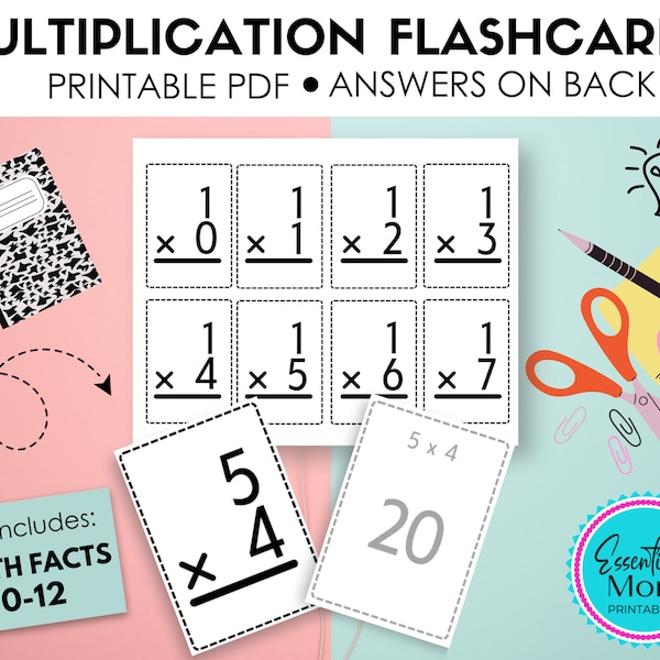 Multiplication Flash Cards - Etsy