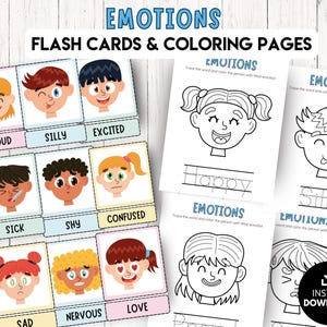 Emotions Flashcards & Coloring Pages: Montessori Learning (printable ...