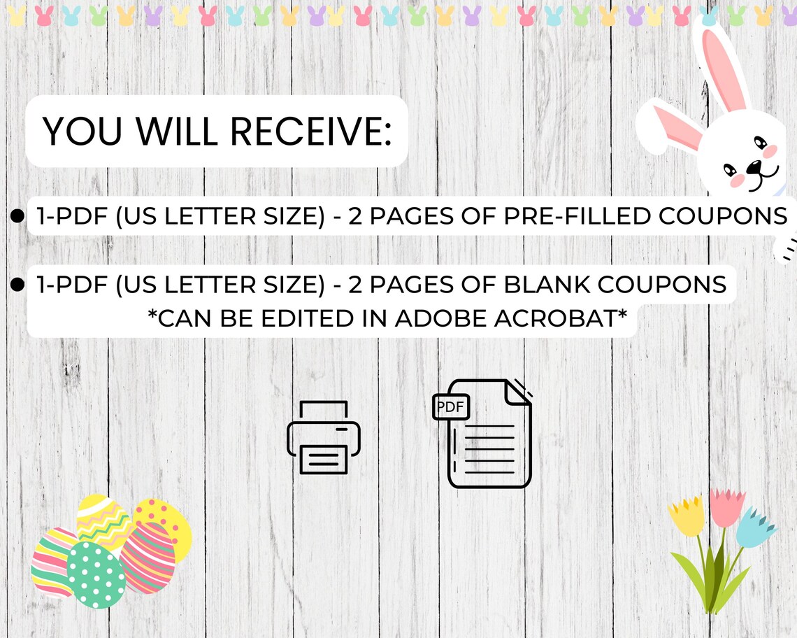 Easter Egg Coupons Printable | Easter Egg Tokens | Easter Egg Stuffers ...
