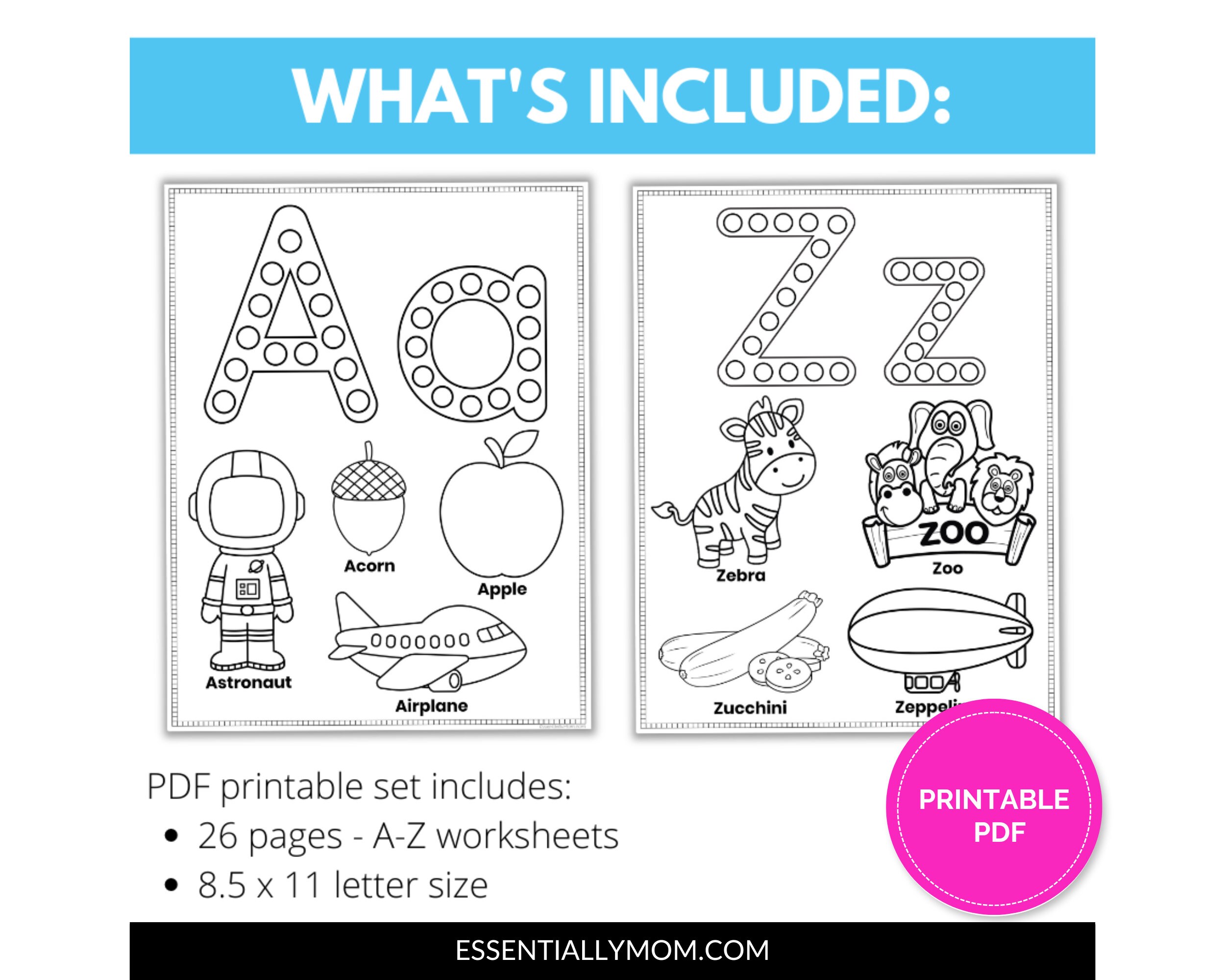Alphabet Dot Marker Coloring Pages, Dot Letter Coloring Pages, ABC ...