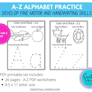 Alphabet Trace and Color Worksheets for Pre-k | Printable ABC Tracing ...