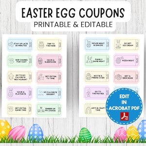 Easter Egg Coupons Printable | Easter Egg Tokens | Easter Egg Stuffers ...