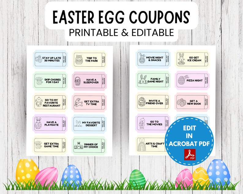 Easter Egg Coupons Printable | Easter Egg Tokens | Easter Egg Stuffers ...