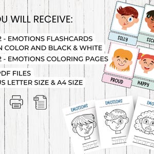Emotions Flashcards & Coloring Pages: Montessori Learning (printable ...