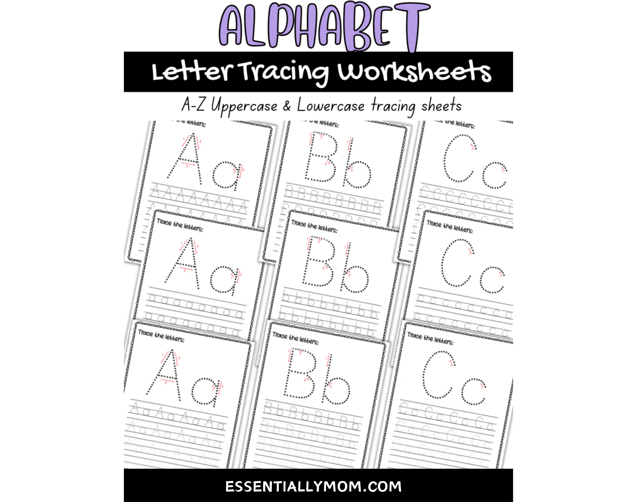 Alphabet Letter Tracing, Kindergarden Handwriting Practice, Uppercase ...