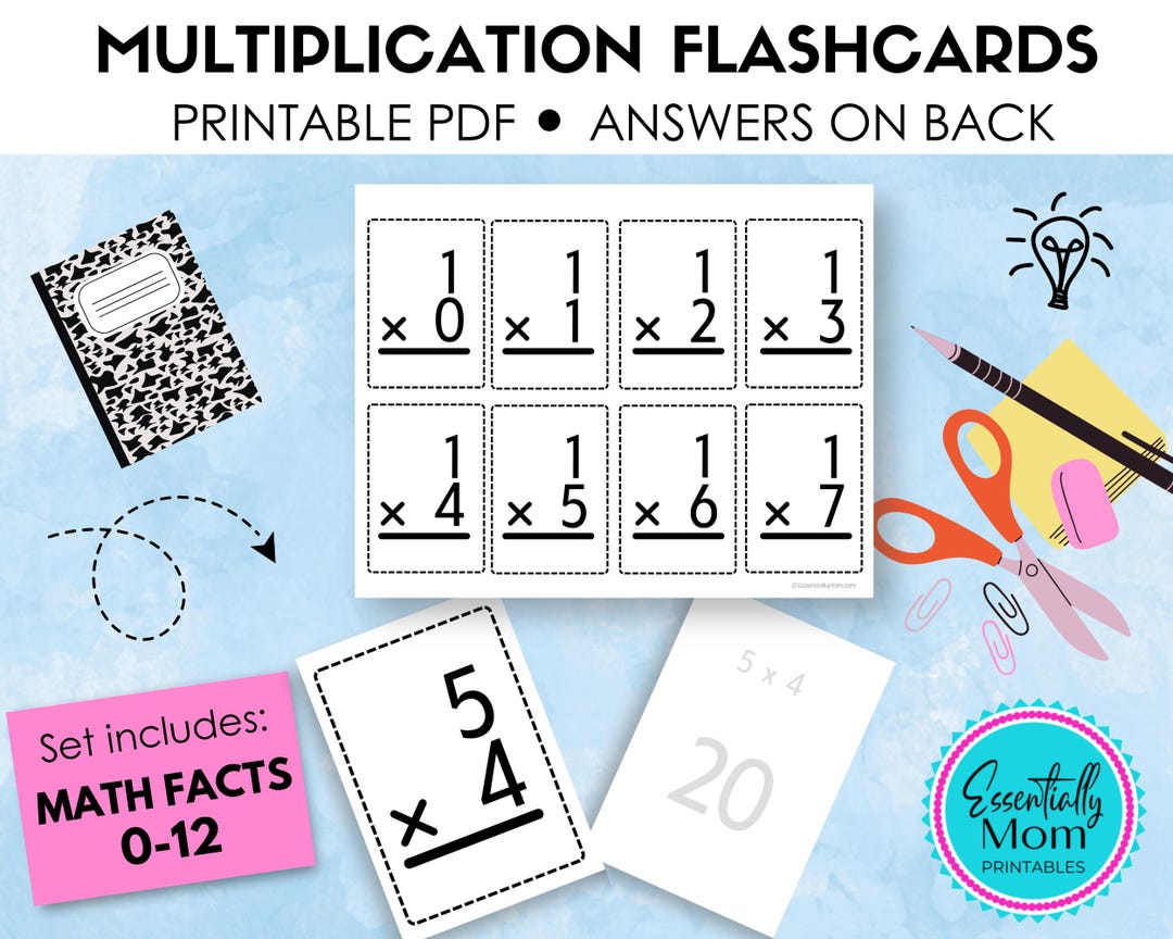 Printable Multiplication Flash Cards 0-12 (PDF Download) - Etsy