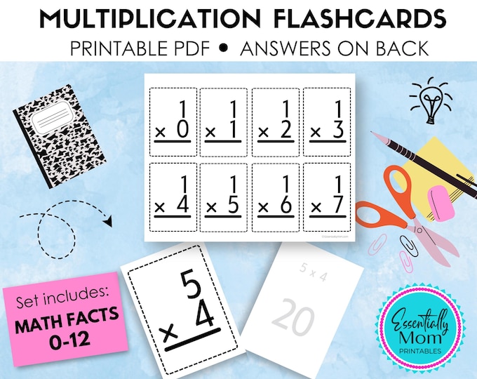 Printable Multiplication Flash Cards 0-12 (PDF Download) - Etsy