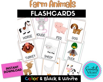 Farm Animal Flashcards, Printable Learning Cards (digital Download) - Etsy