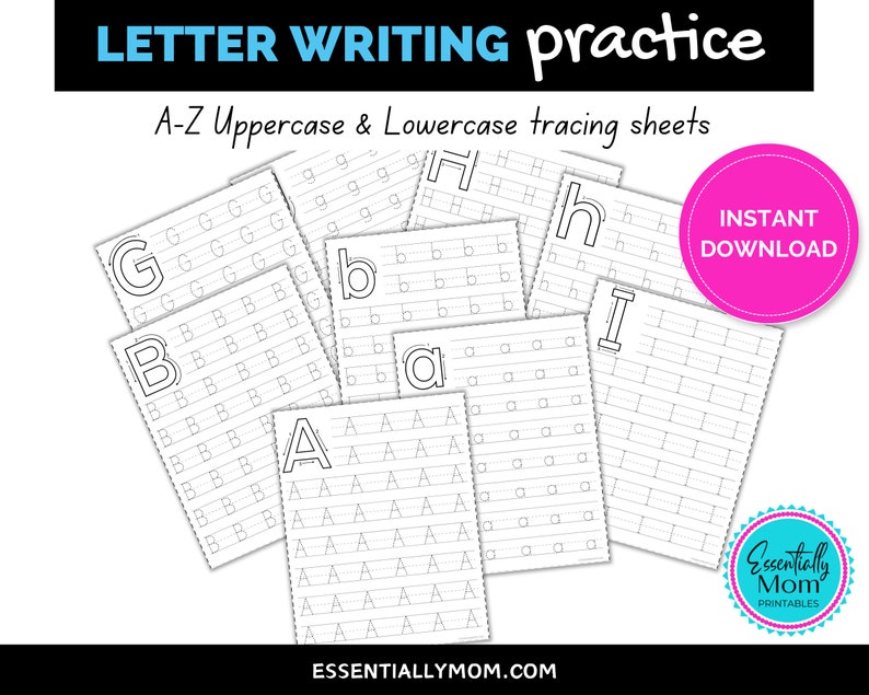 Uppercase and Lowercase Letter Tracing Worksheets, Kindergarden ...