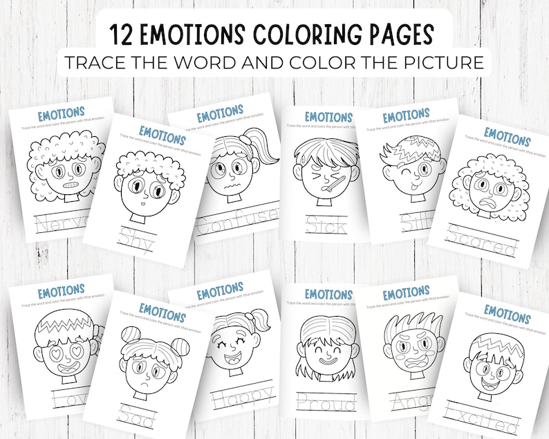 Emotions Flashcards and Coloring Pages | Printable Feelings Cards for ...