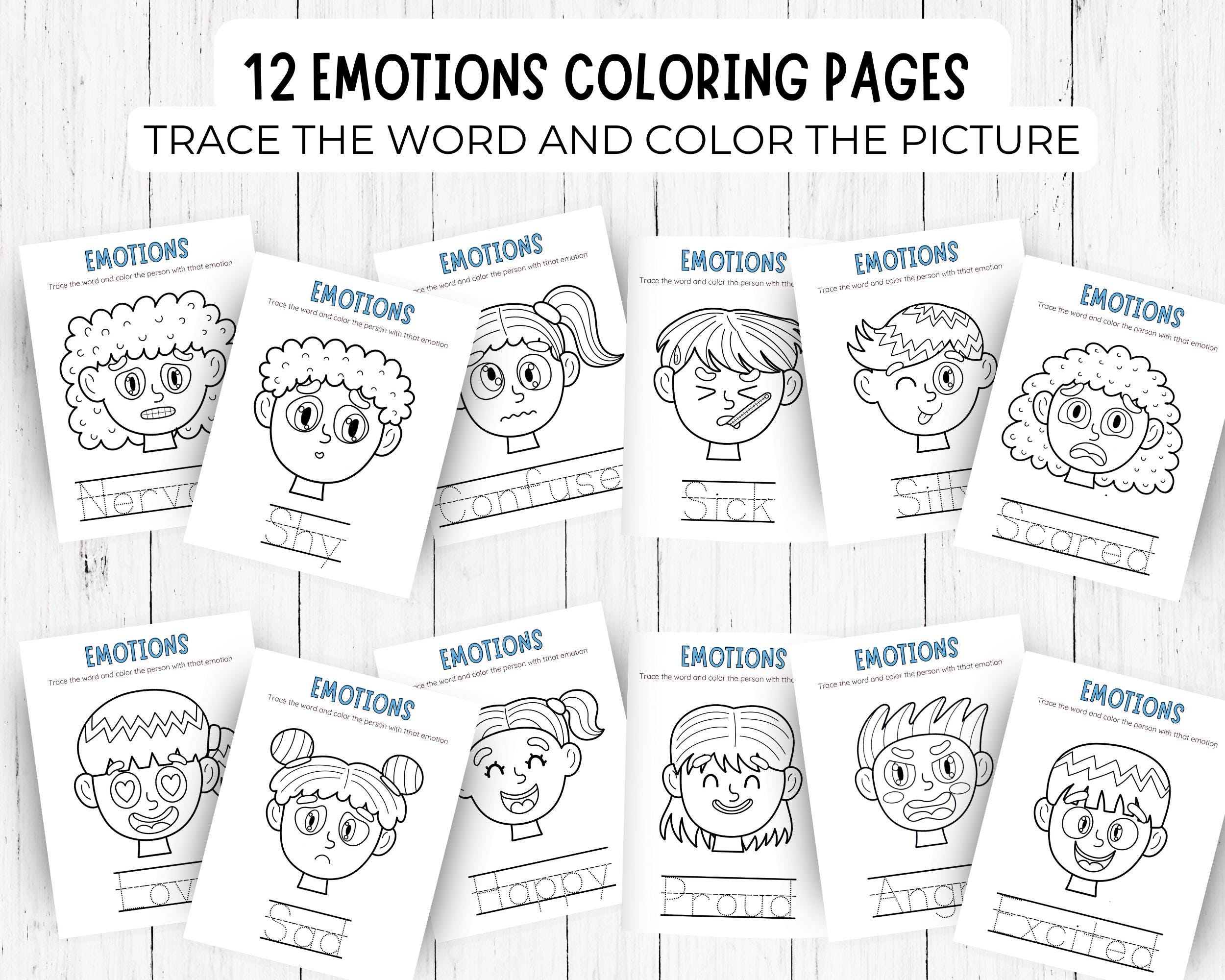 Emotions Flashcards & Coloring Pages: Montessori Learning (printable ...