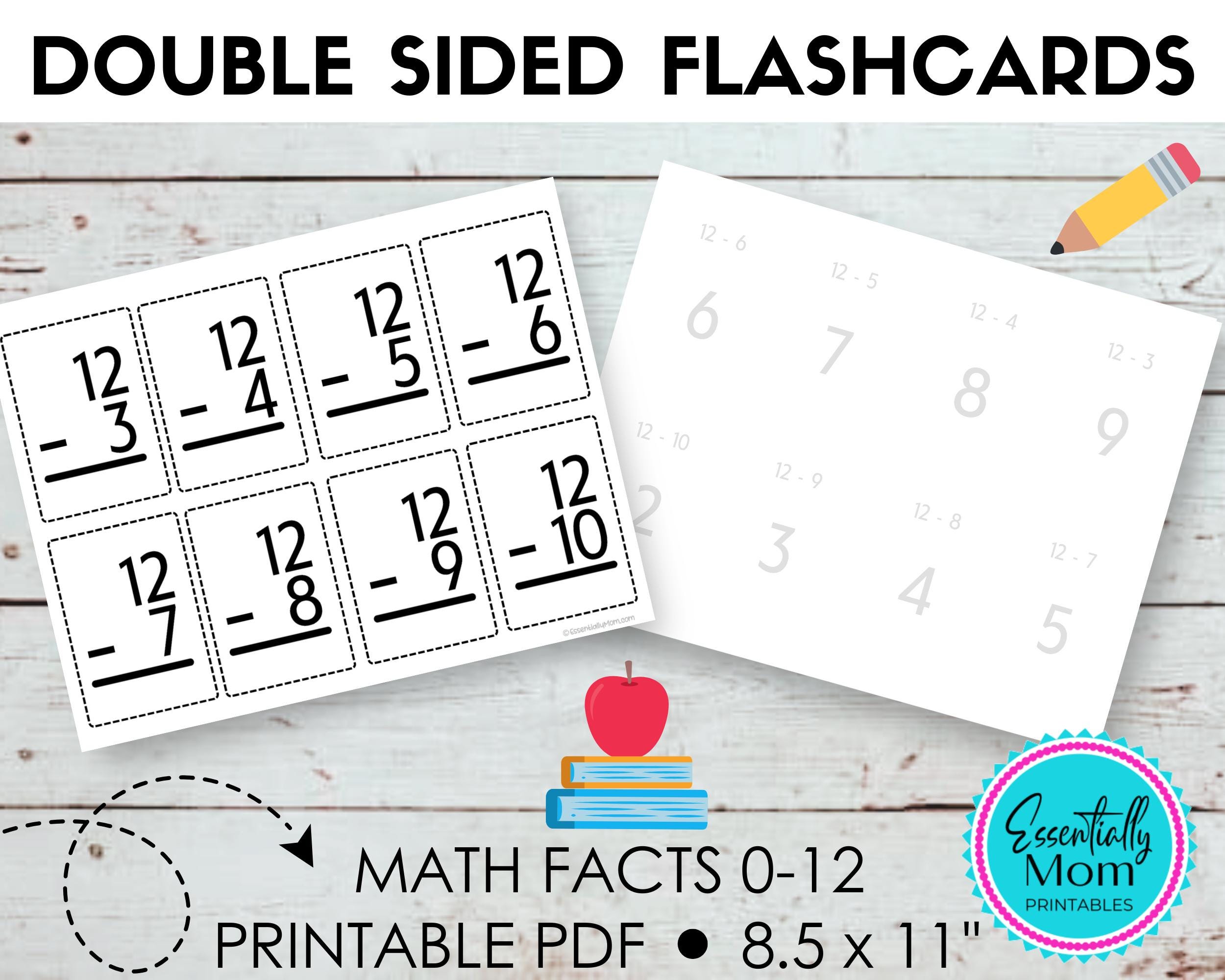 Printable Subtraction Flashcards 0-12 {with Answers on Back ...